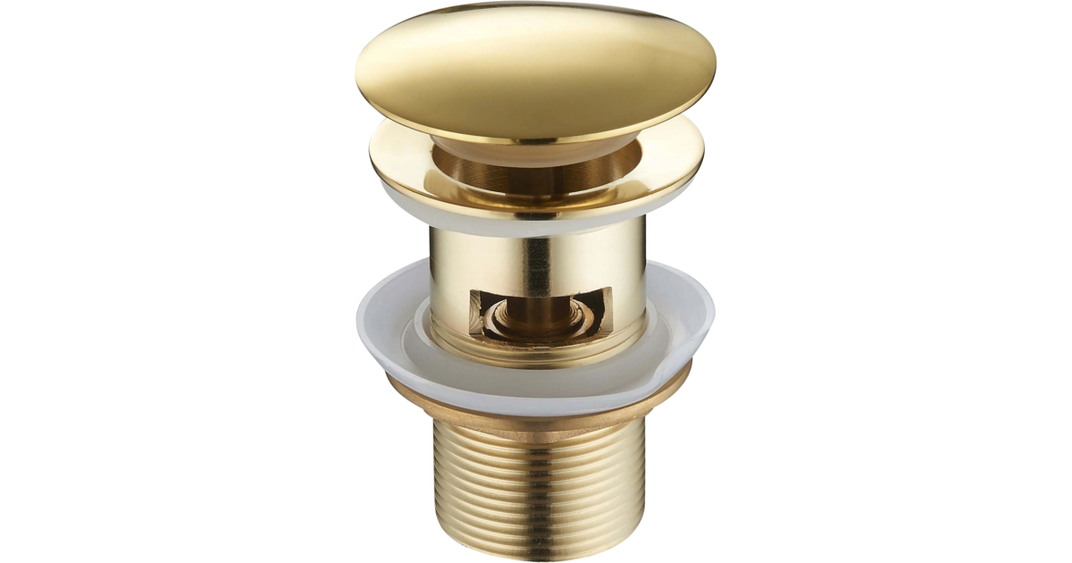 Mexen round click-clack plug with overflow, gold - 79920-50